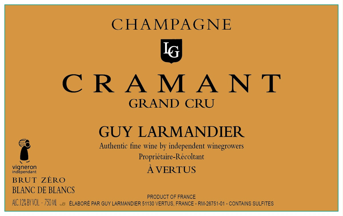 Larmandier Champagne Cramant Grand Cru Brut Zéro – Woodstock Wine & Liquor
